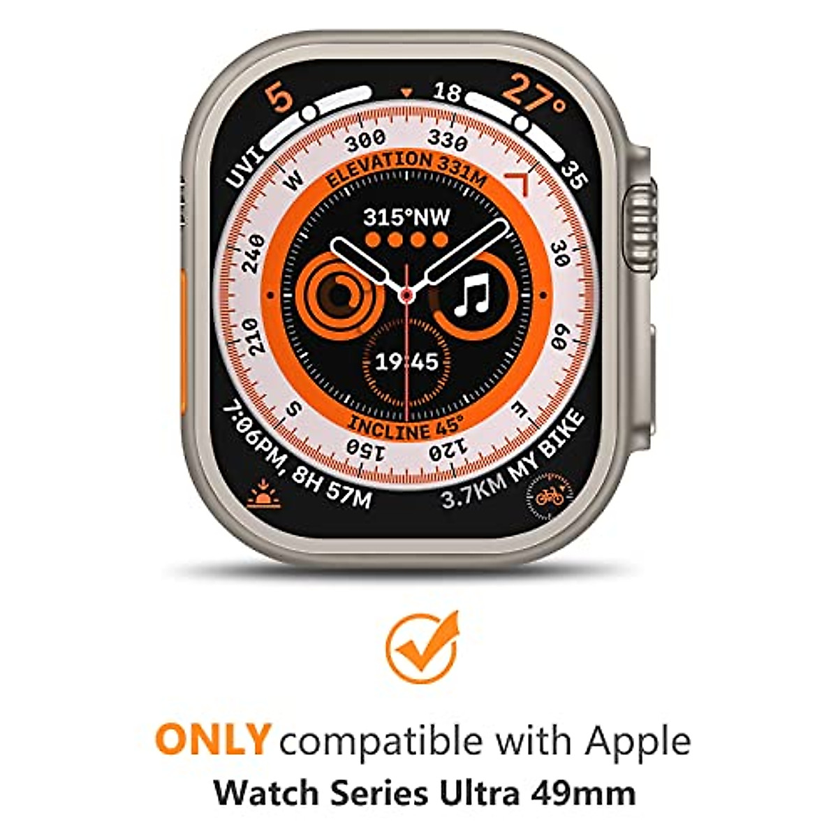 Translucent Hard Case with Band for Apple Watch Ultra 49mm, Crystal Clear Bumper with Silicone Strap for iWatch Ultra 49mm, Luxury Rugged Military Tactical Heavy Duty Protective Case for Watch Ultra.