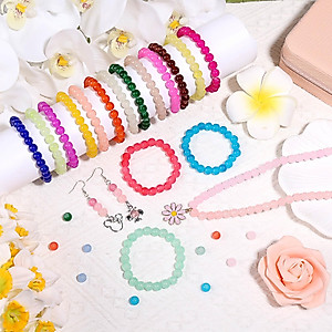 shynek 1400 Piecess 8mm Round Glass Beads for Jewelry Making, 28 Colors Crystal Beads for Bracelets Jewelry Making and DIY Crafts