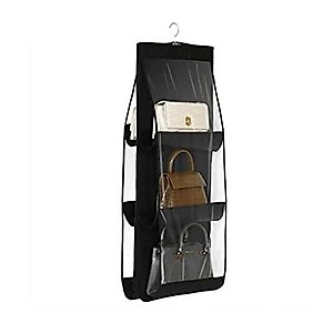 SXNBH 6 Pockets Foldable Hanging Bag Shoe Organizer Wardrobe Closet Multi Layers Folding Shelf Bag Handbag Door Pocket Hanger Pouch (Color : E)