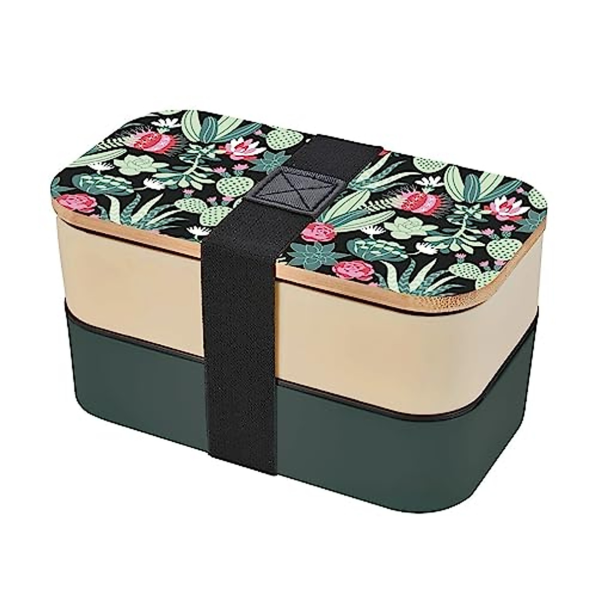 Cactus Premium Bento Lunch Box, 2 Compartments Leakproof Lunch Box With Cutlery For Adults, Microwave & Dishwasher Safe