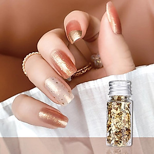 Lwuey Gold Leaf Makeup, Edible Flakes Goldlen Toppers Gilding Paper Bottles Imitation Metallic Decoration Drink Cooking Chocolates Cakes Drinks Baking Dessert Cupcake Steak Food Spa Home 2PCS