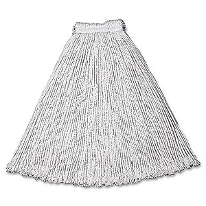 Rubbermaid Commercial Products Value-Pro Cut End Mop Head Replacement, 1-Inch Band, White, Heavy Duty Cotton Industrial Wet Mop For Floor Cleaning Office/School/Stadium/Restaurant, 16 Oz.