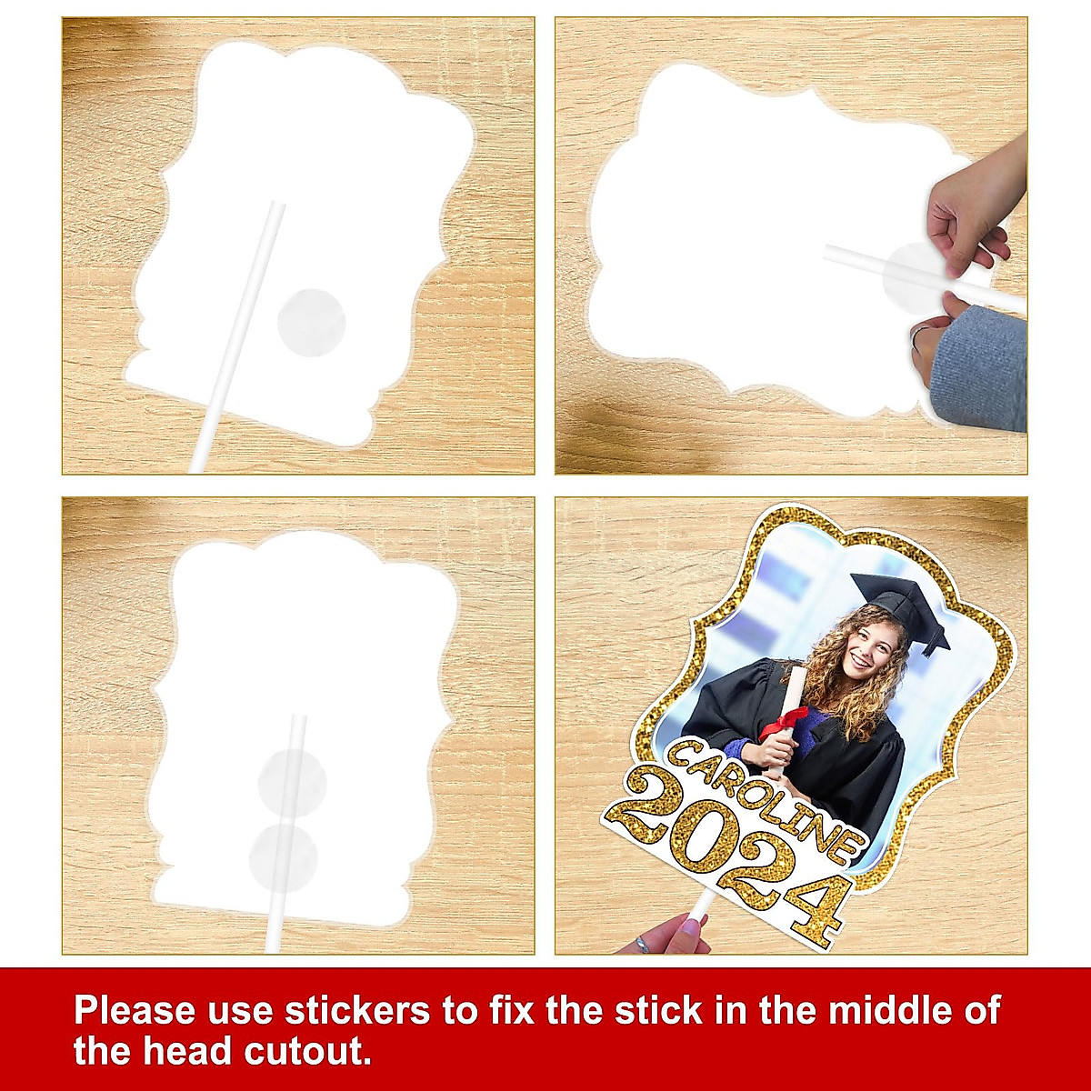 Big a Head on Stick Custom Cardboard Cutout Personalized Head Cutouts Fans Customized Face Photo Pictures Cut Out for Bachelorette Party Birthdays Graduatation 3PCS Different Head