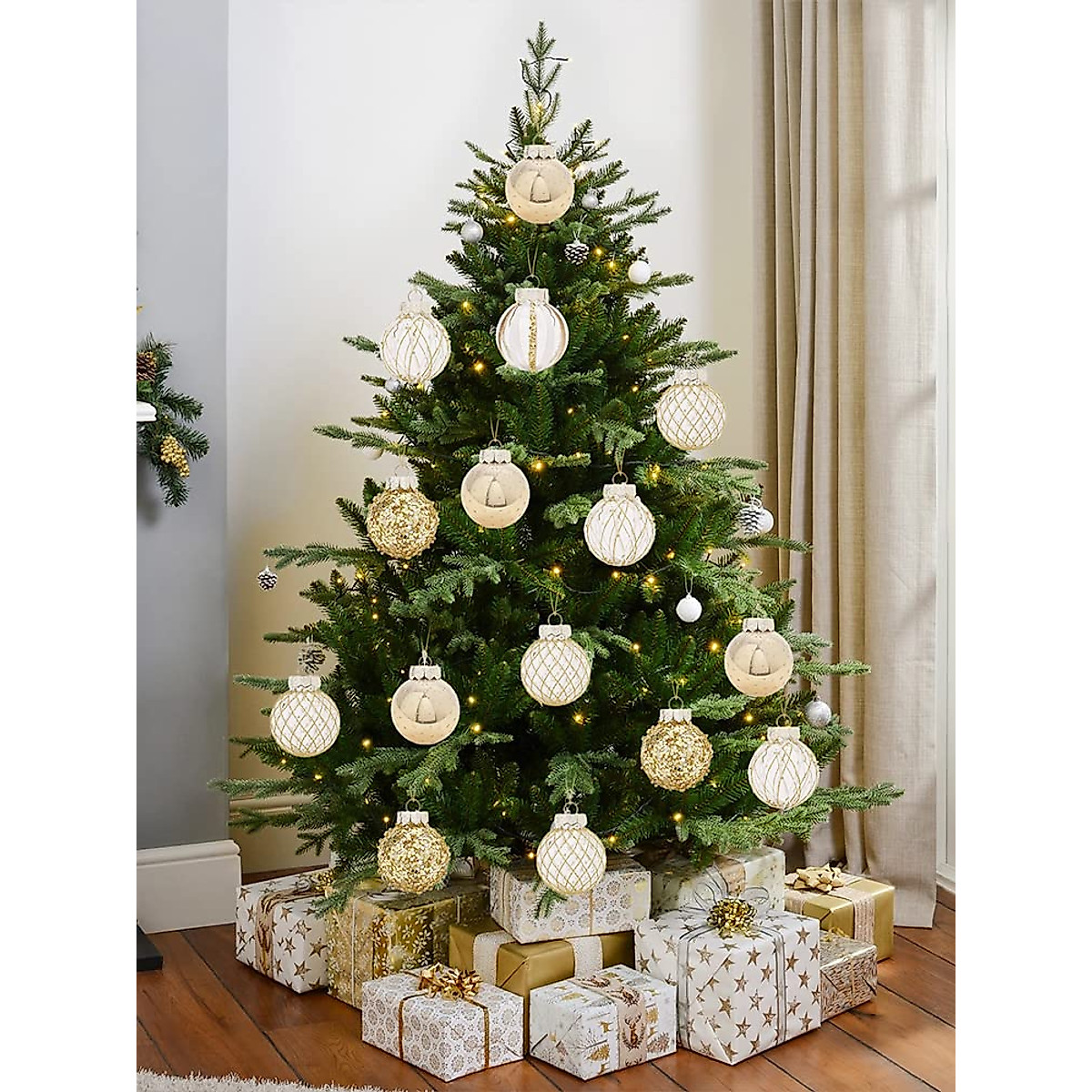 25PCS Christmas Balls Ornaments, Mini Ball Christmas Decorations for Xmas Christmas Tree, Shatterproof Christmas Tree Decorations Hanging Ball Set for Holiday Wedding Party Decoration(#1)