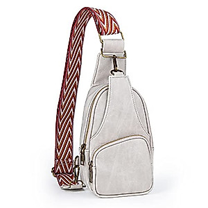 MEEJUNE Small Sling Bag for Women Leather Crossbody bags Fanny Pack Chest Bag for Women Fashionable-Grey