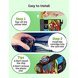 SEOKOK Remanufactured Ink Cartridge Replacement for Epson 220 XL 220XL T220XL, Used for WF-2760 WF-2750 WF-2630 WF-2650 WF-2660 XP-320 XP-420 XP-424 Printer,5Pack