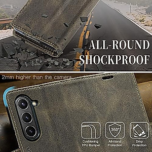 HAII Case for Samsung Galaxy Z Fold 5,PU Leather Folio Flip Wallet Case with Card Holster Kickstand Magnetic Closure Shockproof Phone Cover for Samsung Galaxy Z Fold 5 2023 Coffee