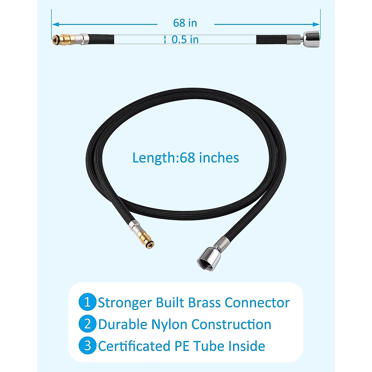 Hygie Rinse K-1219935-BC Hose Kit Compatible with Kohler Pull-down Faucet, Spray Hose Replacement for Pull Down Kitchen Faucets, Pullout Hose Kit Replace to Kitchen Faucet Hose K-1304674-BC, 68 Inches