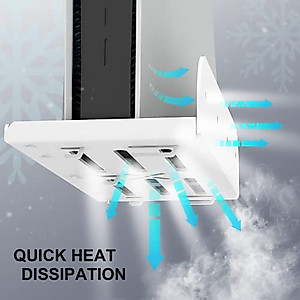 BELOPERA Ps5/Ps4 Wall Mount kit, 6-in-1 PS5 (Disc and Digital) Metal Wall Mount Stand with 2 Detachable Controller Hanging Bracket/Headset Hanger/Remote Box/Charging Cable – White