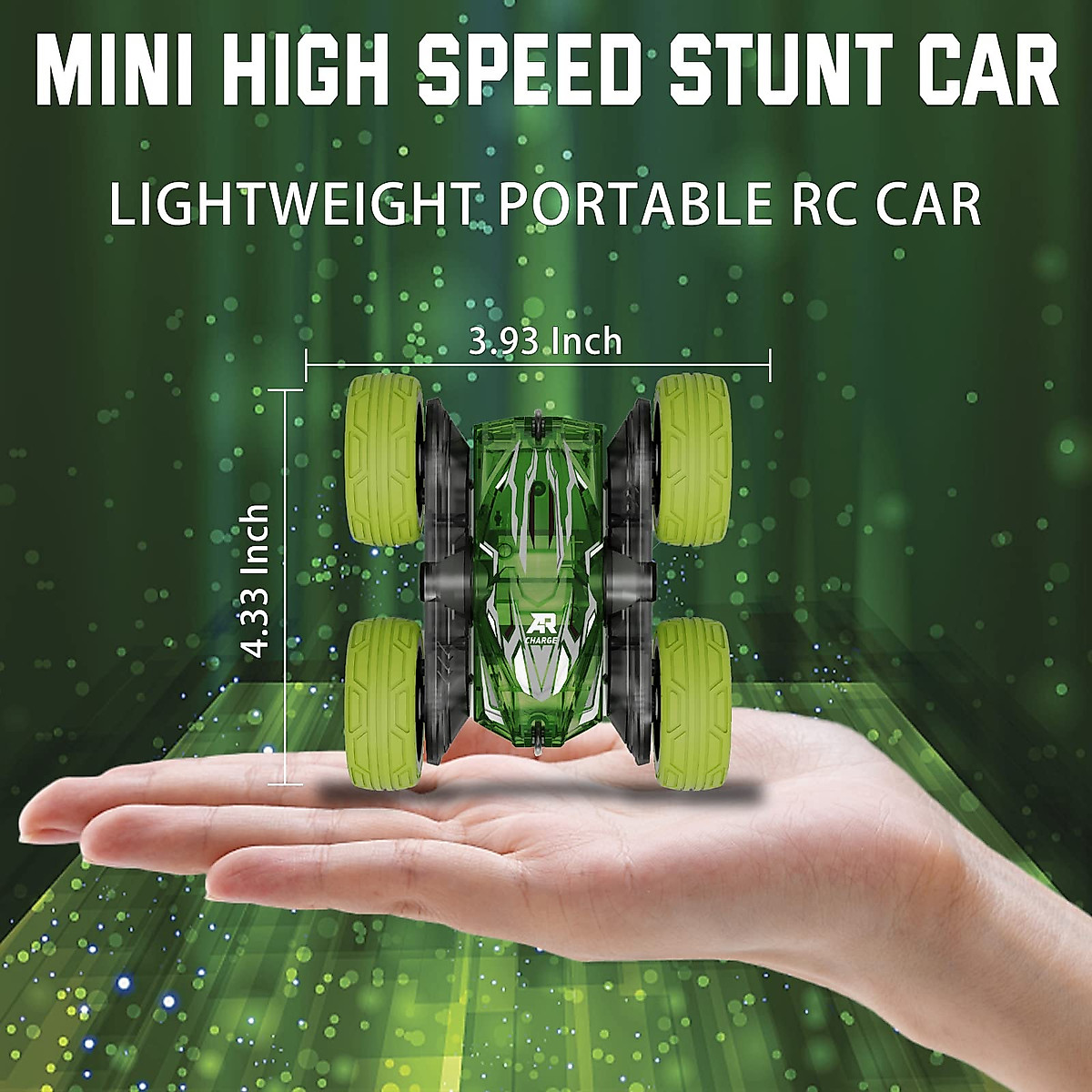 RC Stunt Cars for Kids, Mini Remote Control Car Double Side 360° Flips Rotating Toy, 4WD 2.4Ghz, with LED Lights Adults Boys Girls Kids Gift 2Pcs Rechargeable Batteries