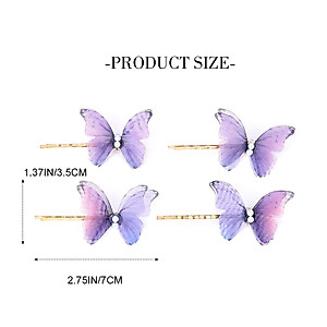 BARTOSI Butterfly Hair clips Purple Butterfly Hair Accessories for Women and Girls (Pack of 4)