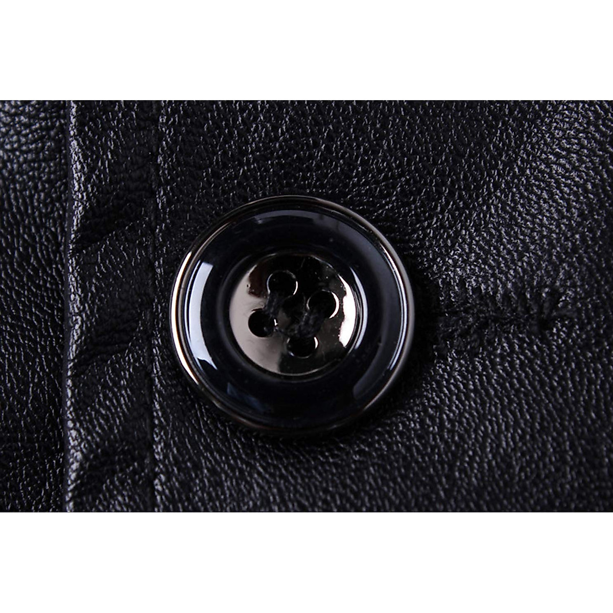 chouyatou Men's Stylish 2 Button Faux Leather Suit Blazer Jacket Sport Coat (Large, Black)