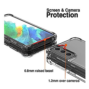 KIOMY Galaxy S21 FE Case Crystal Clear Shockproof Bumper Protective Phone Cover Hybrid Design Hard PC Back with Flexible TPU Raised Bezel & Enhanced Corners Slim Fit Skin for Samsung Galaxy S21 FE 5G