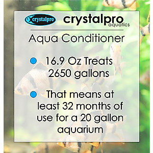 Crystalpro Aqua Conditioner 16.9 Oz - Treats 2650 Gallons Neutralizes Chlorine Ammonia In Tap Water - Additional Minerals To Reduce Stress - For All Aquariums Water Conditioner for Freshwater Aquarium