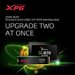 XPG Atom 30 1TB PCIe + 250GB SATA 2.5" SSD Kit - M.2 2280 PCIe Gen3 x4 + 2.5” Internal SSD PC Upgrade Bundle Kit (AATO-30KIT-250G1TCI)