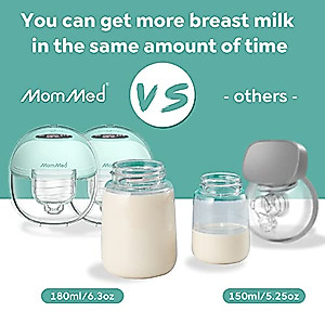 MomMed Double Wearable Breast Pump, Hands-Free Electric Breast Pump with 3 Mode 12 Levels, Leak-Proof Design & Low Noise, 27mm All-in-One Painless Breastfeeding Breast Pump, Extra 24mm Flange Inserts
