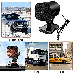 Portable Car Heater, Auto Heater Fan, Car Defogger, Fast Heating Quickly Defrost Defogger 12V 150W Auto Ceramic Heater Fan 3-Outlet Plug in Cig Lighter