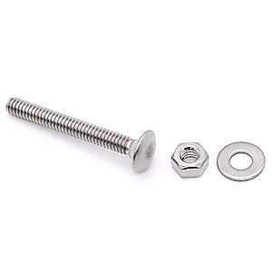 Glvaner (8 Sets) 5/16-18 x 2-1/2" Stainless Steel Carriage Bolts Screws Round Head Square Neck and Hex Nuts & Flat Washers 304 Stainless Steel 18-8 Full Thread Coverage