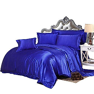 Cotton Home Depot Ultra Soft Luxurious Satin Silk Comforter- 1 Piece Comforter Bedding Set Royal Blue, Queen ( 88 x 88 ) Inches