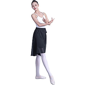 HOEREV Adult Sheer Wrap Skirt Ballet Skirt Ballet Dance Dancewear, Medium, Black