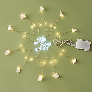 MIYA LIFE Natural Rose Crystal AMD Transparent Quartz Battery Powered Decorative String Lights 6.5FT 40 LEDs with Remote/Timer for Anniversary, Bedroom, Patio, Garden, Gate, Yard, Parties, Wedding