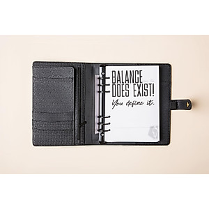 Ambition LTD Black Key Agenda, Woven A5 (5.8 x 8.3") sized planner, organizational tool, Black Matte 6 ring binder, Vegan Leather