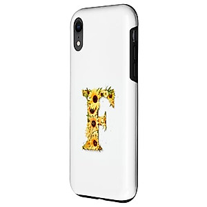 iPhone XR Letter F Initial Monogram Sunflower Minimalist Women Yellow Case