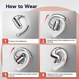 OpenRock Pro Open Ear Air Conduction Earbuds, Bluetooth 5.2 46H Playtime Wireless Sports Earbuds with Charging Case, Adjustable Ear Hooks, IPX5 Waterproof Ideal for Cycling Workouts Office