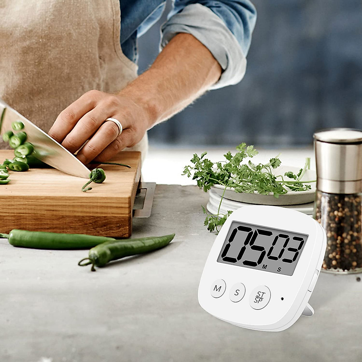 PowGrow Cooking Timer Kitchen Timer, Countdown Timer Countup Timer with Big Digits Loud Alarm for Cooking, Sports Games in Kitchen Classroom Playground, Magnetic and Back Stand