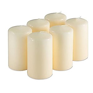 SPAAS Set of 6 Ivory Pillar Candles - 2.3x4 Inch Unscented Pillar Candles | Decorative Ivory Pillar Candles for Home Décor, Power Outage Emergency, Memorial, Vigil Ceremony, Weddings, and Parties