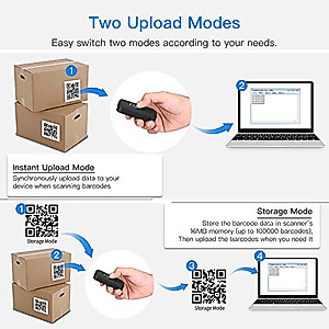 Eyoyo Mini Bluetooth 2D Barcode Scanner, 3-in-1 USB Wired/2.4G Wireless/Bluetooth Bar Code Reader Portable 1D QR Image Scanner PDF417 Data Matrix Code for iPad, iPhone, Android, Tablets or Computer PC