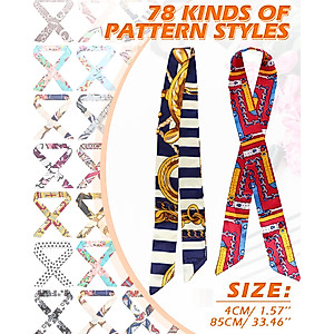 Vabean 90 Pcs Handbag Scarf Head Hair Neckerchief Handle Ribbon Scarf Satin Purse Scarf for Women Decoration Gifts