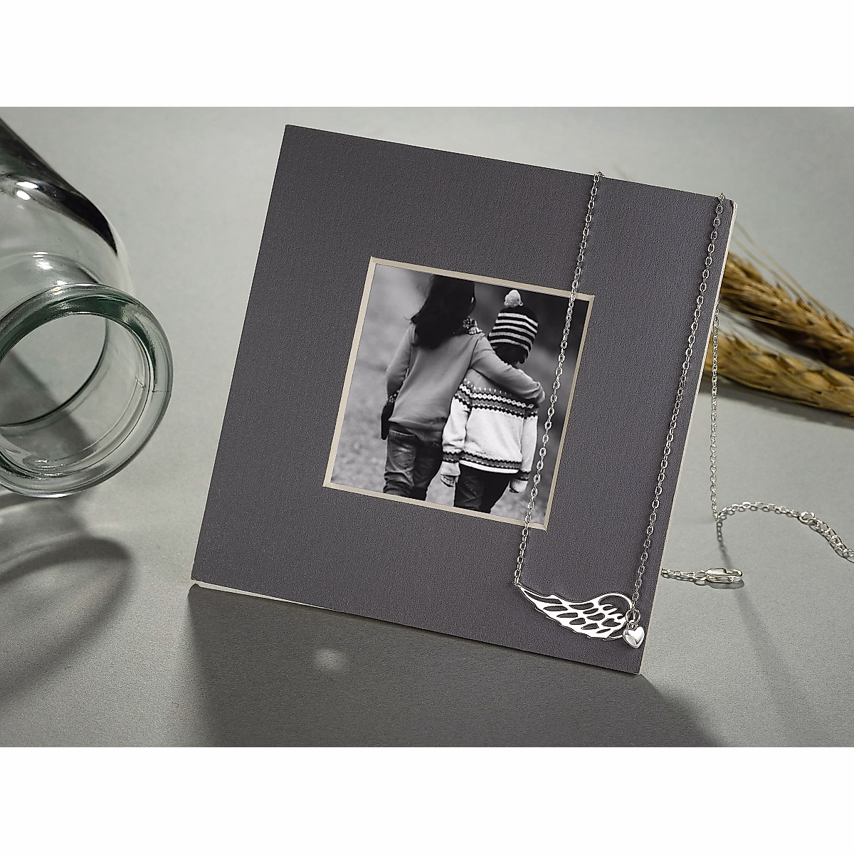 RareLove Memorial Gifts for Loss of Brother,925 Sterling Silver Angel Wing Heart Pendant Necklace,In Loving Memory of Brother Bereavement Gifts,Condolence Gift