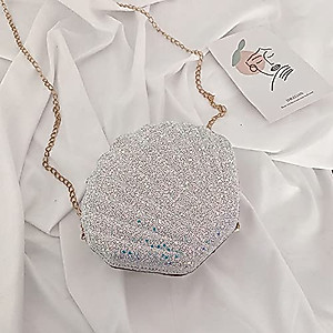 Glittering Crossbody Bags for Women, Chain Strap Pearl Shoulder Bag, Seashell Purses, Mermaid Clutch Handbag