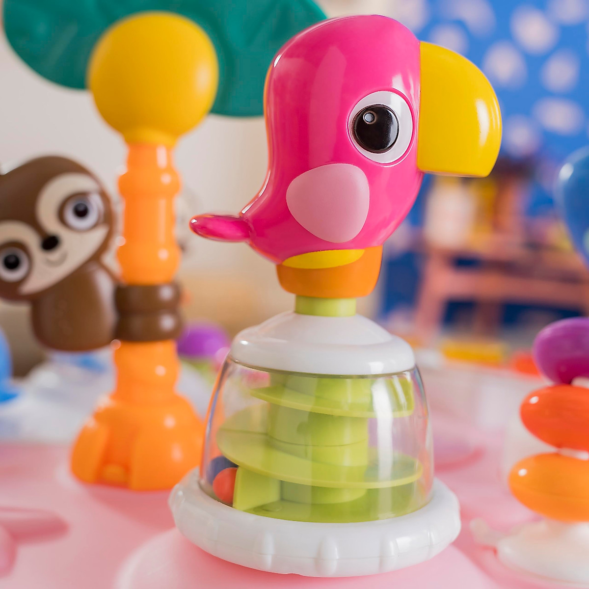 Bright Starts Around We Go 2-in-1 Walk-Around Baby Activity Center & Table, Tropic Coral, Ages 6 Months+