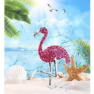 CoTa Global Sparkling Pink Flamingo Refrigerator Magnet - Elegant Pink Rhinestone Crystals, Cute Flamingo Magnet for Kitchen Fridge, Locker, Cute Home Flamingo Decor, Flamingo Kitchen Gifts - 2.5 Inch