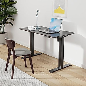 Vari Essential Height Adjustable Electric Standing Desk - Home Office Standing Desk with VariDesk Sturdy T-Legs - Quiet Motorized Standing Desk - 48x24 Inch Small Standing Desk - Black - 1 Box