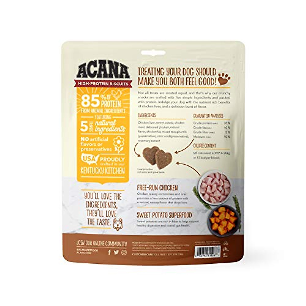 ACANA Crunchy Dog Biscuits Chicken Liver Recipe, Small Breed | High-Protein Dog Treat Biscuits