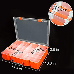 3 Pack Plastic Organizer Container,Plastic Storage Box with Adjustable Dividers for Jewelry Toy Cosmetics Craft Fuse Beads Nuts Pills Tackle and Screwdriver