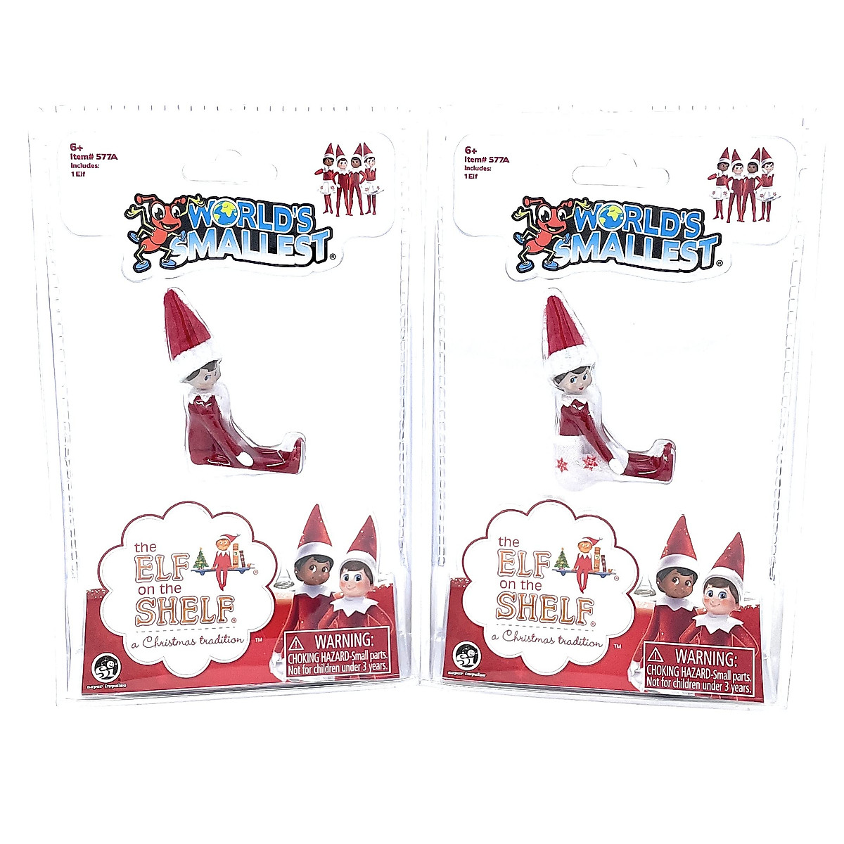 Worlds Smallest World's Smallest Elf on The Shelf Bundle Set of 2 Boy and Girl Light Tone - 4 Inches Tall!