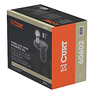 CURT 60602 Double Lock Offset Gooseneck Ball, 4-Inch Offset, 20,000 lbs, 2-5/16-Inch Diameter , Black