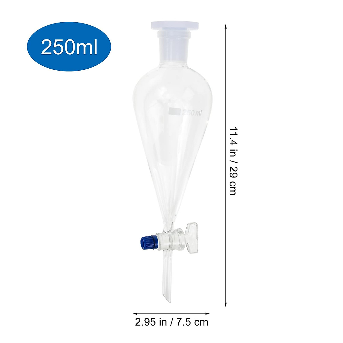 POPETPOP Separating Funnel- 250ml Separatory Funnel Pear Shaped Borosilicate Glass Separatory Funnel Laboratory Separation Funnel Separation Funnel for Lab