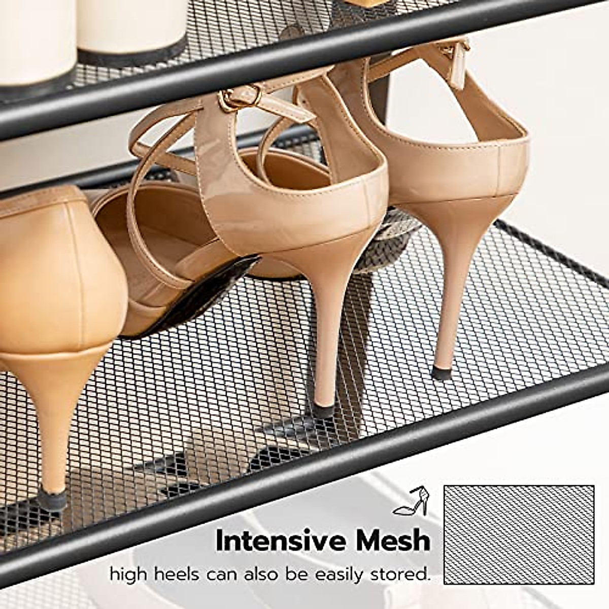 HOOBRO 8 Tier Shoe Rack, Narrow Shoe Storage Organizer with 7 Metal Shelves, Saving Space, Stable and Sturdy, Hold 14-21 Pairs of Shoes, for Entryway, Hallway, Living Room, Rustic Brown BF48XJ01