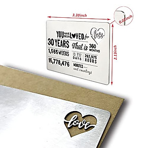 YODOCAMP 30th Birthday Gifts for Him Men Boyfriend, Gifts for 30 Year Daughters Son from Mom Dad, Happy 30th Birthday Engraved Metal Wallet Insert Gift Idea for Her Women Girlfriend