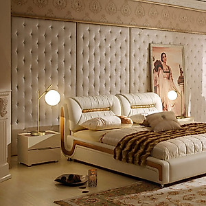 Fulesi Globe Table Lamp with Milky White Glass Globe Shade - Contemporary Brass Metal Bedside Lamp for Bedroom, Living Room, Study Room (H19.2)