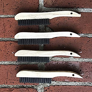 JOUNJIP 4 Multi-Purpose Shoe Handle Wire Scratch Brushes with Black Oil Tempered Steel