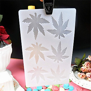 (THIN and SHALLOW) Marijuana Leaf Embossed Fondant Maple Silicone Mold for Chocolate Candy Gum Paste Polymer Clay Resin Kitchen Baking Sugar Craft Cake Cupcake Decorating Tools