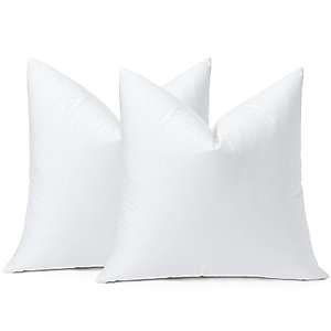 OTOSTAR Pack of 2 Down and Feather Throw Pillow Inserts, 28 x 28 Soft Fluffy Square Pillow Inserts with 100% Cotton Cover Decorative Pillows for Sofa Couch Bed-White