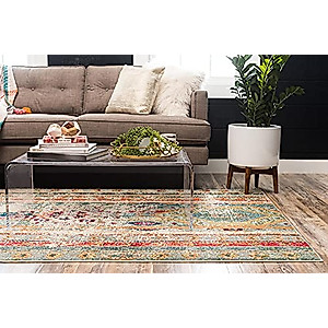 Unique Loom Sedona Collection Distressed, Southwester, Over-Dyed, Vintage Area Rug, 9' 0" x 12' 0", Blue/Beige