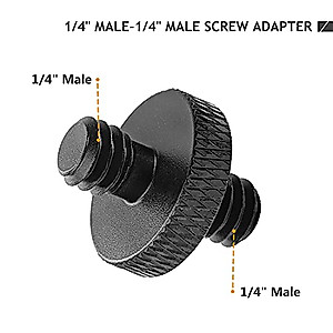 1/4" Male to 1/4" Male Threaded Tripod Screw Adapter Double Sided Standard Mounting Thread Converter for Camera Cage Mount (2 Pack)